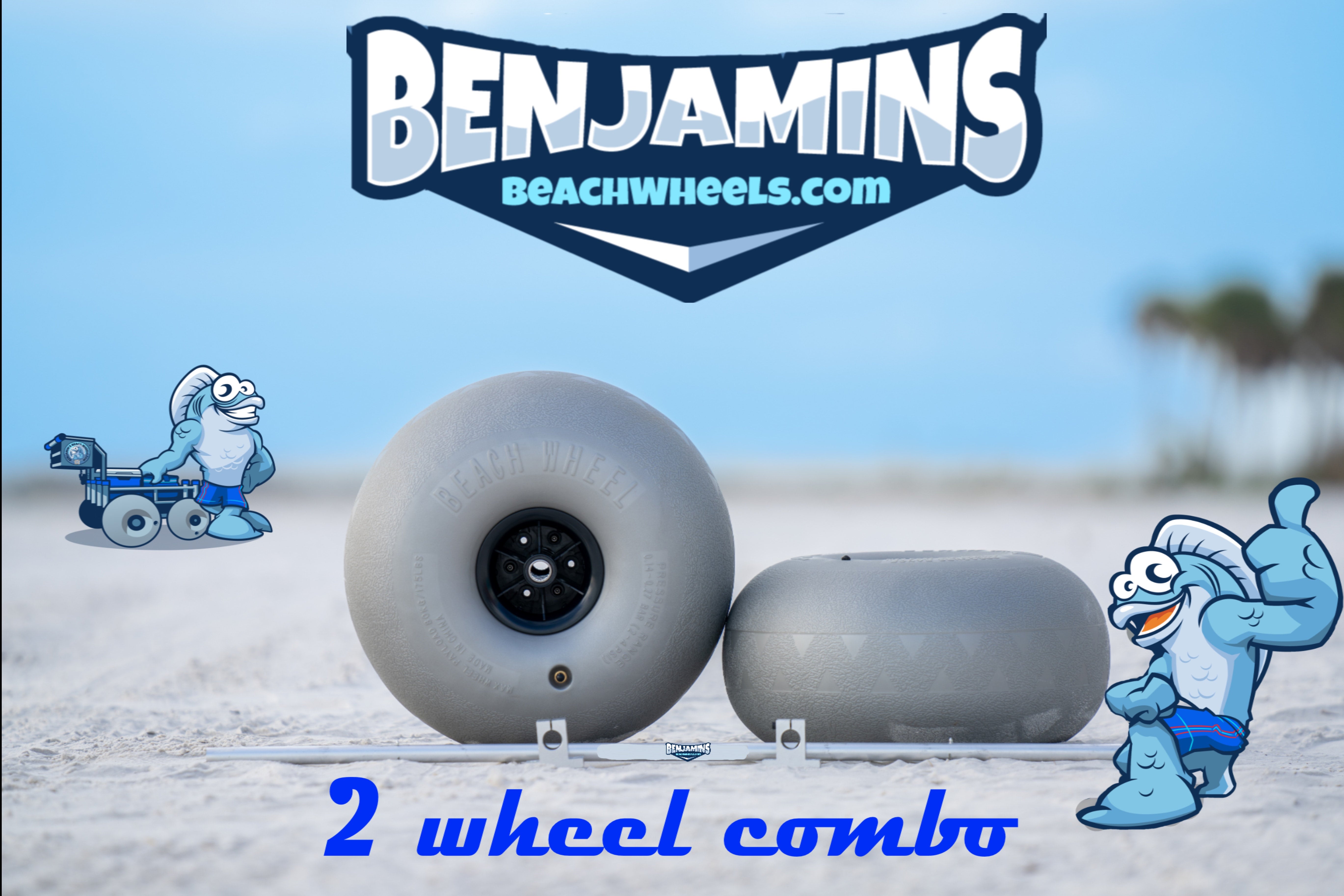 2 WHEEL KIT: 2- 16in Wheels, Axle kit, sand stopper disc, and mounting ...