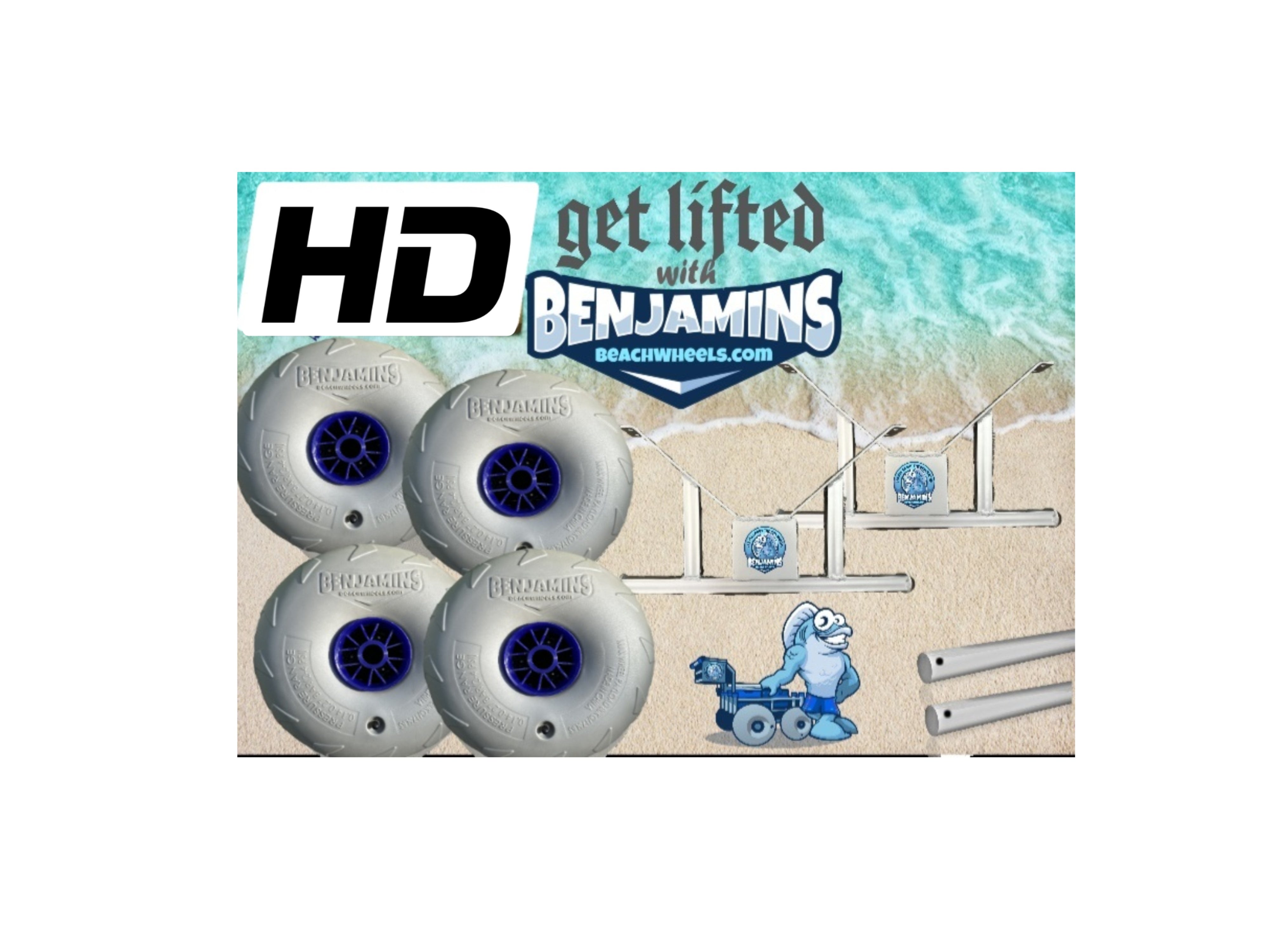 Fixed lift kit with 4-HD wheels and axles | Benjamin's Beach Wheels